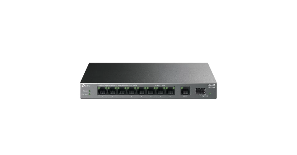 TP-Link LS1210GP 10-Port Gigabit Desktop Switch with 8-Port PoE+ - Switch